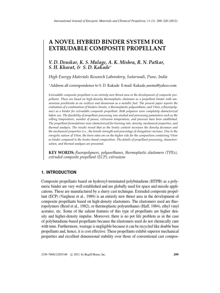 Deuskar 2012 | PDF | Rocket Propellant | Composite Material