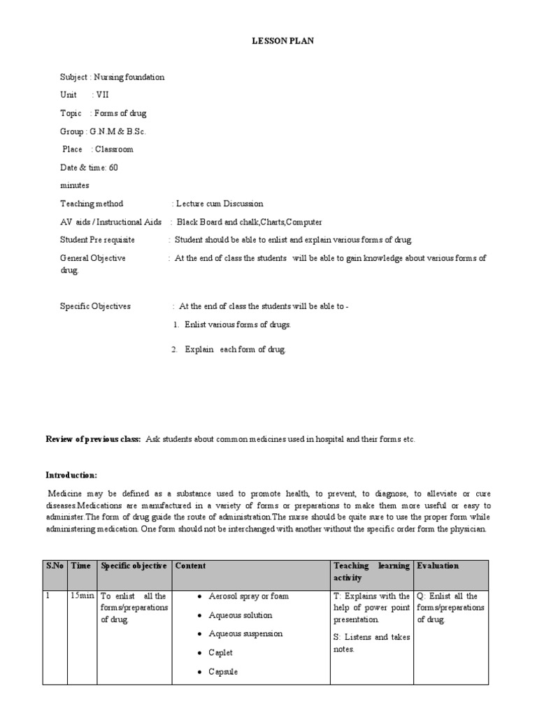 Lesson Plan Fonn S.2 | PDF | Topical Medication | Pharmacy