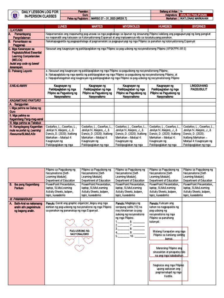 G5 Q3W7 DLL AP (MELCs) | PDF