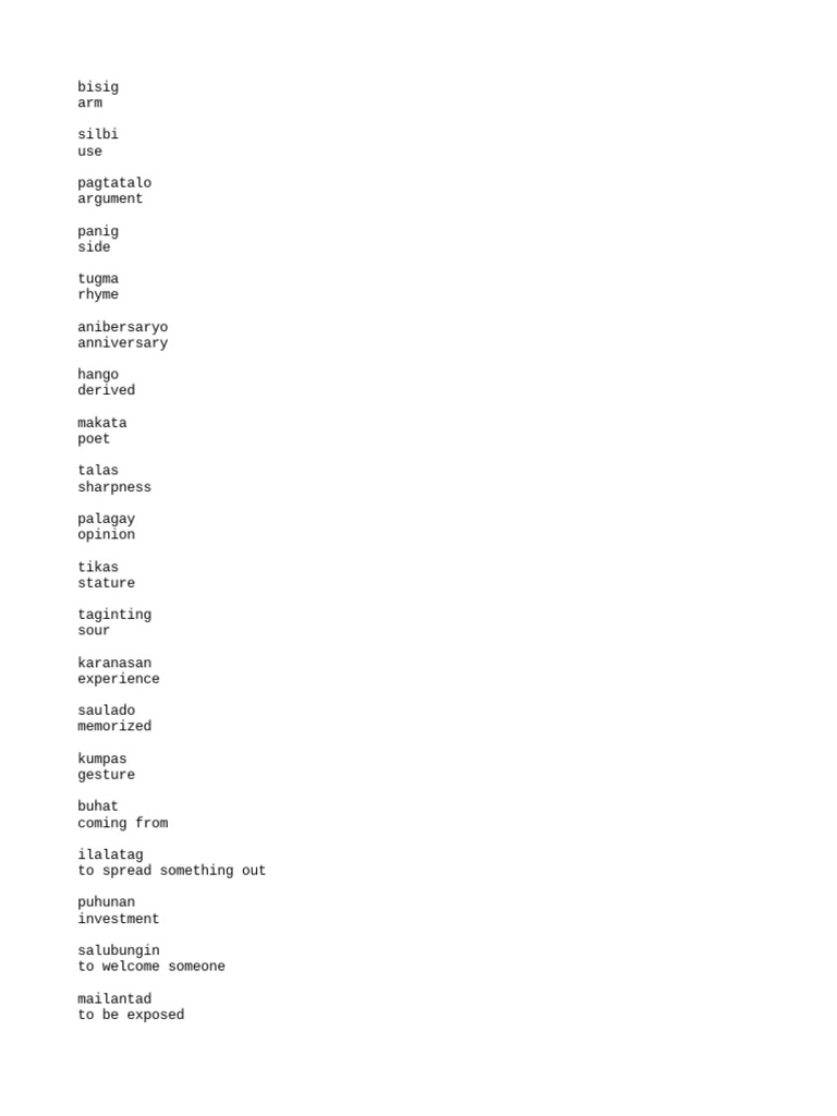 Filipino Drill Practice Input | PDF