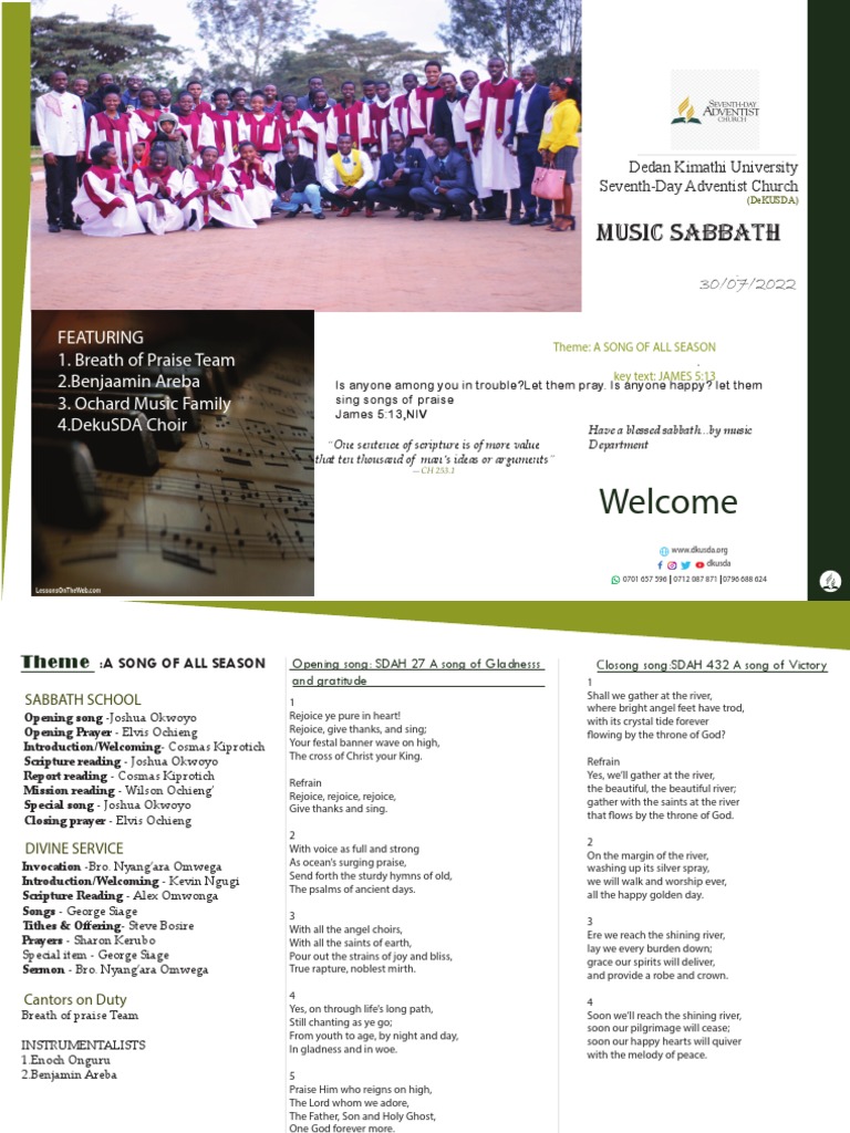 Music Sabbath Program | PDF | Worship | Christian Worship And Liturgy