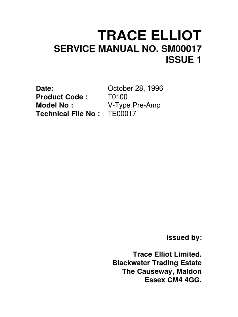 Trace Elliot V Type Preamp Schematic 1 | PDF