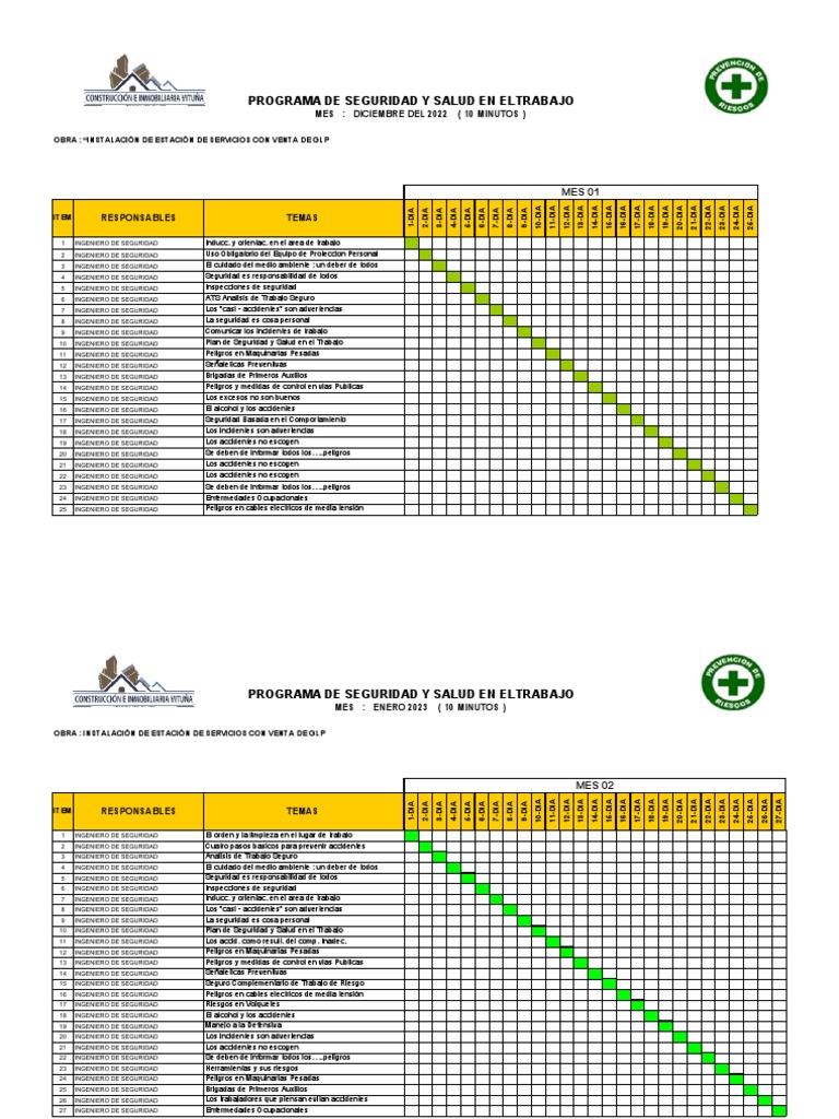 Programa de Charlas Diarias | PDF