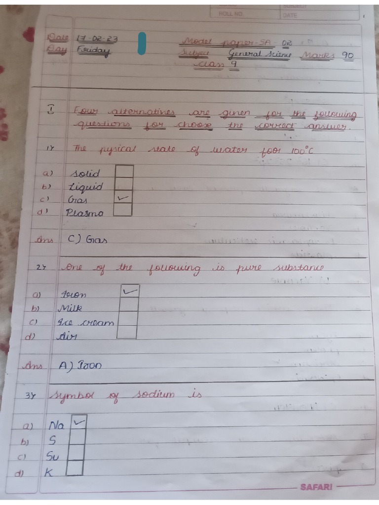 Science Model Paper SA-02 | PDF