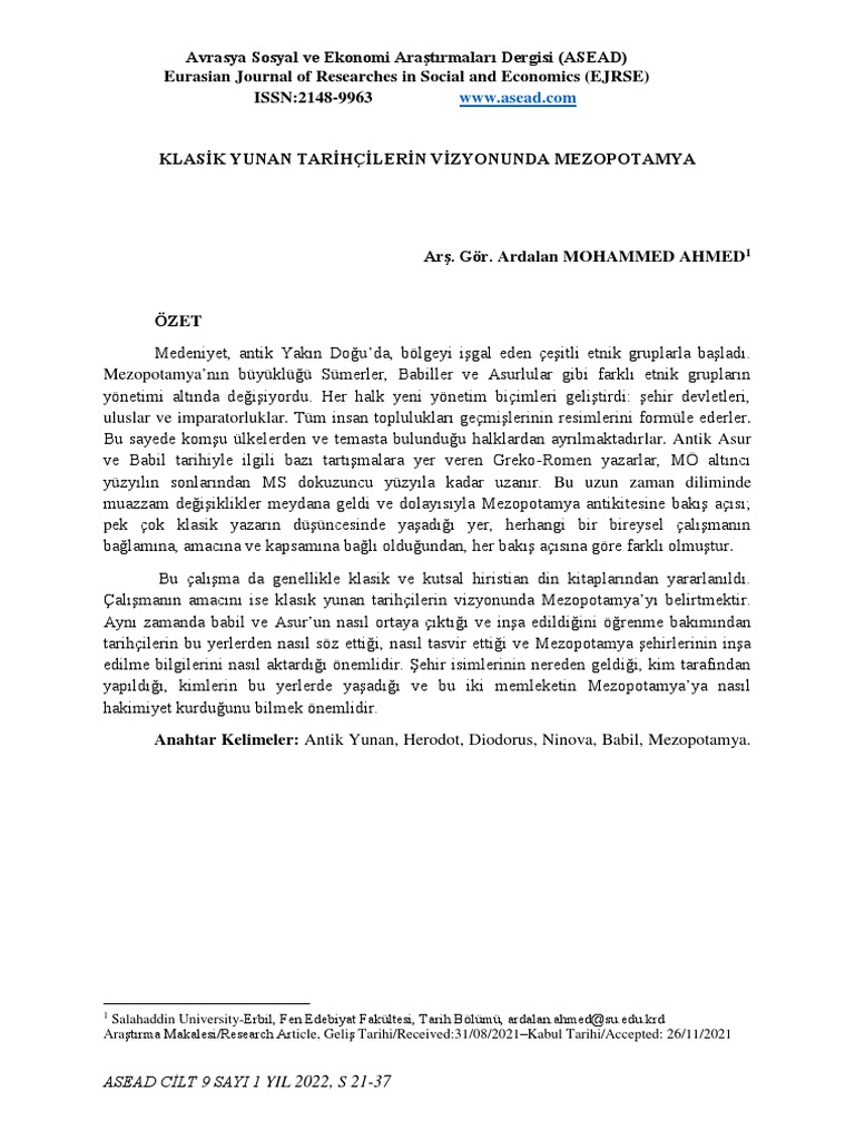 Klas - K Yunan Tar - H - Ler - N V - Zyonunda Mezopotamya (#988809) - 1948588 | PDF