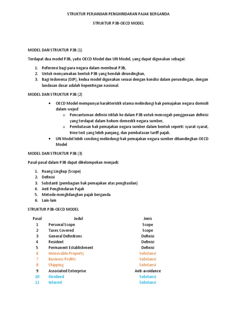 Struktur P3B: OECD vs UN Model | PDF