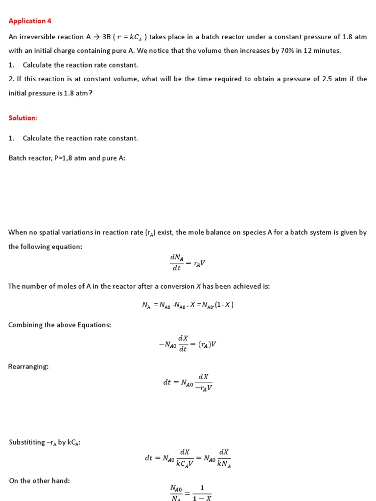 Week 7 Tutorial Chem R Eng 22-01-23 | Download Free PDF | Chemical Reaction Engineering | Unit ...