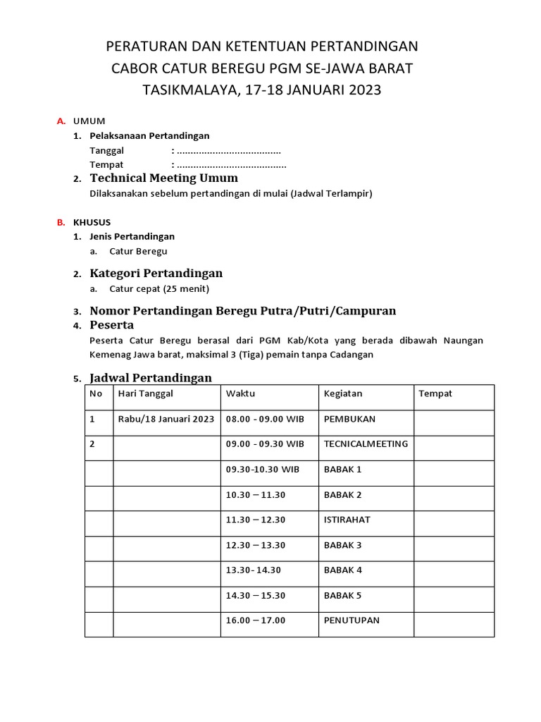Peraturan Pertandingan Catur Beregu | PDF