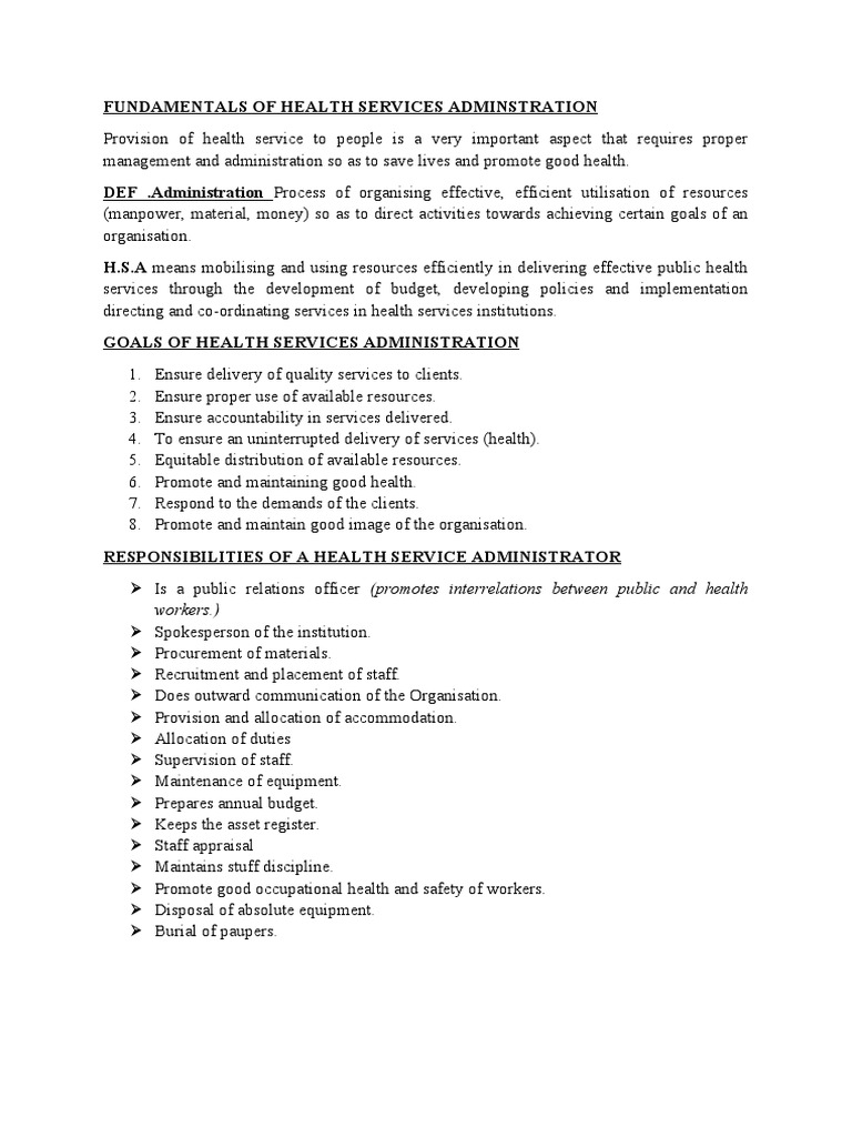 Fundamentals of Health Services Administration (2) | PDF | Leadership ...