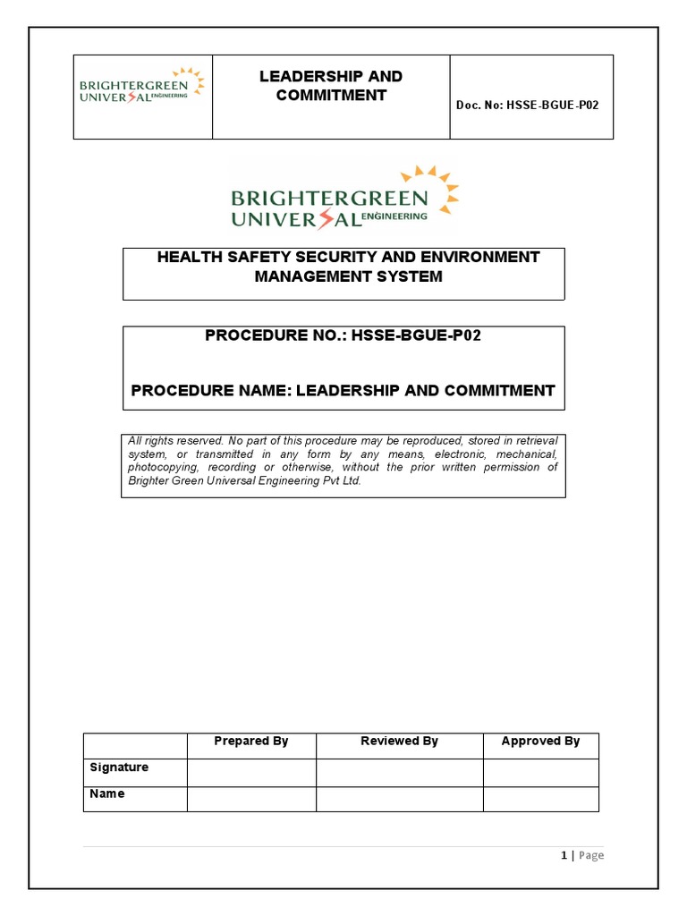 Leadership and Commitment Procedure | PDF | Performance Indicator ...