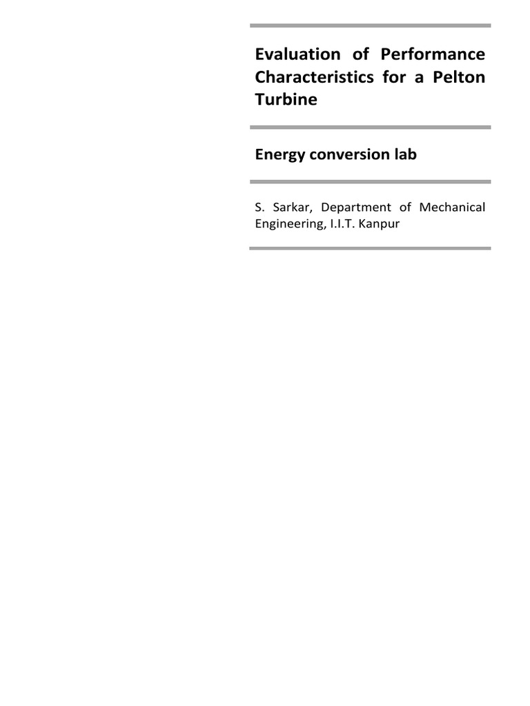 Pelton Turbine Experiment | PDF | Turbine | Torque