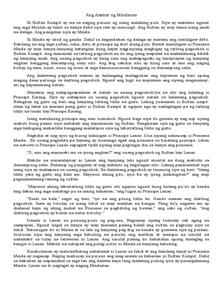 Ang Alamat NG Mindanao | PDF