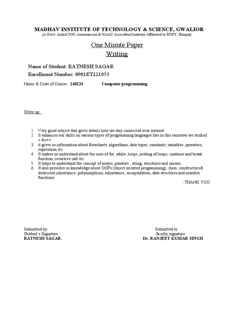 CP One Minute Report | PDF