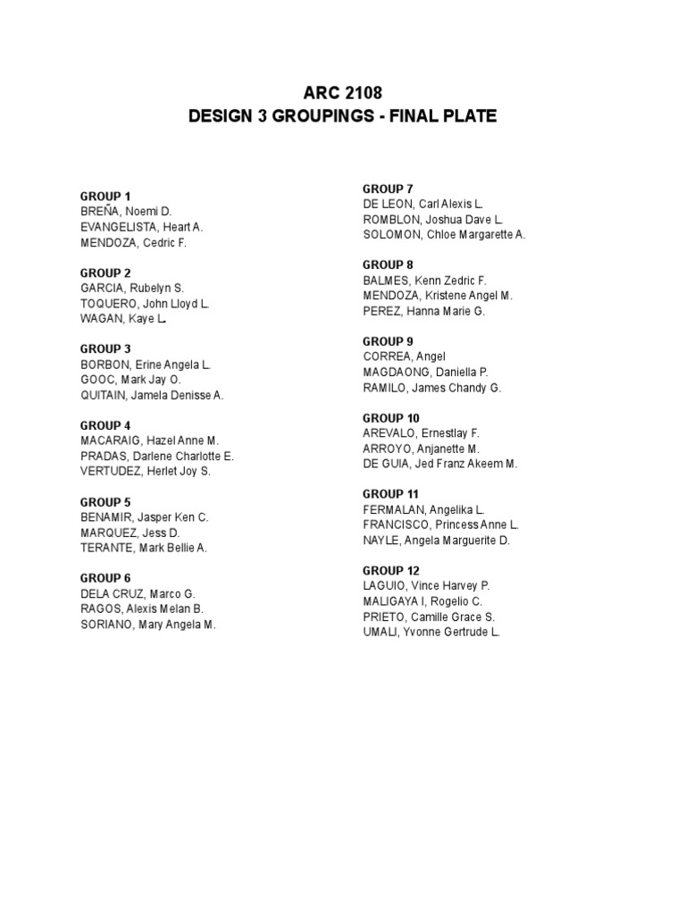 Arc 2108 - Design 3 Groupings | PDF