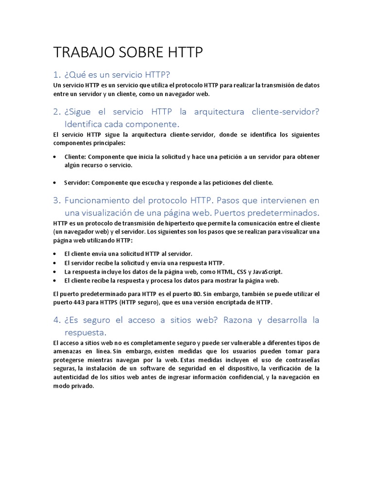 Trabajo Sobre HTTP | PDF | Protocolo de Transferencia de Hipertexto | Servidor HTTP Apache