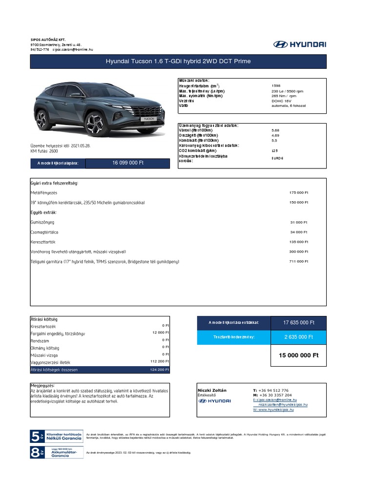 Hy Tucson Hev Prime Teszt Árajánlat | PDF