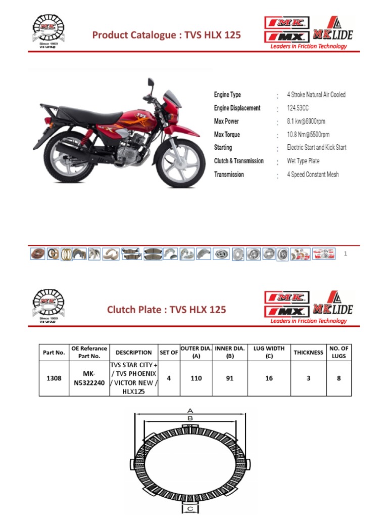 TVS HLX125 Catalogue | PDF | Clutch | Vehicles