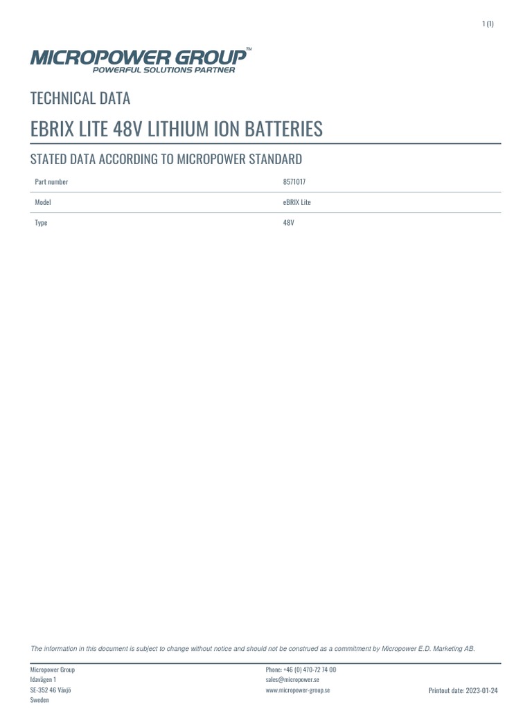 Data-Sheet Ebrix Lite 48v | PDF