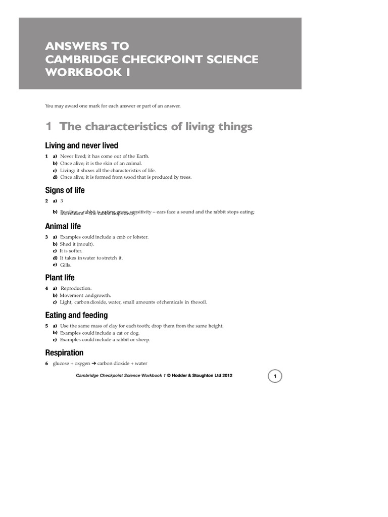 Checkpoint Science Workbook 1 Answerspdf | PDF | Rock (Geology) | Acid