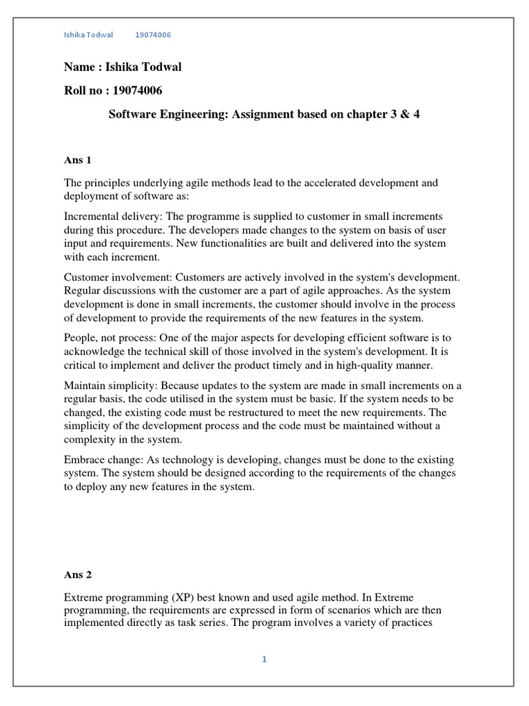 Name: Ishika Todwal Roll No: 19074006 Software Engineering: Assignment ...