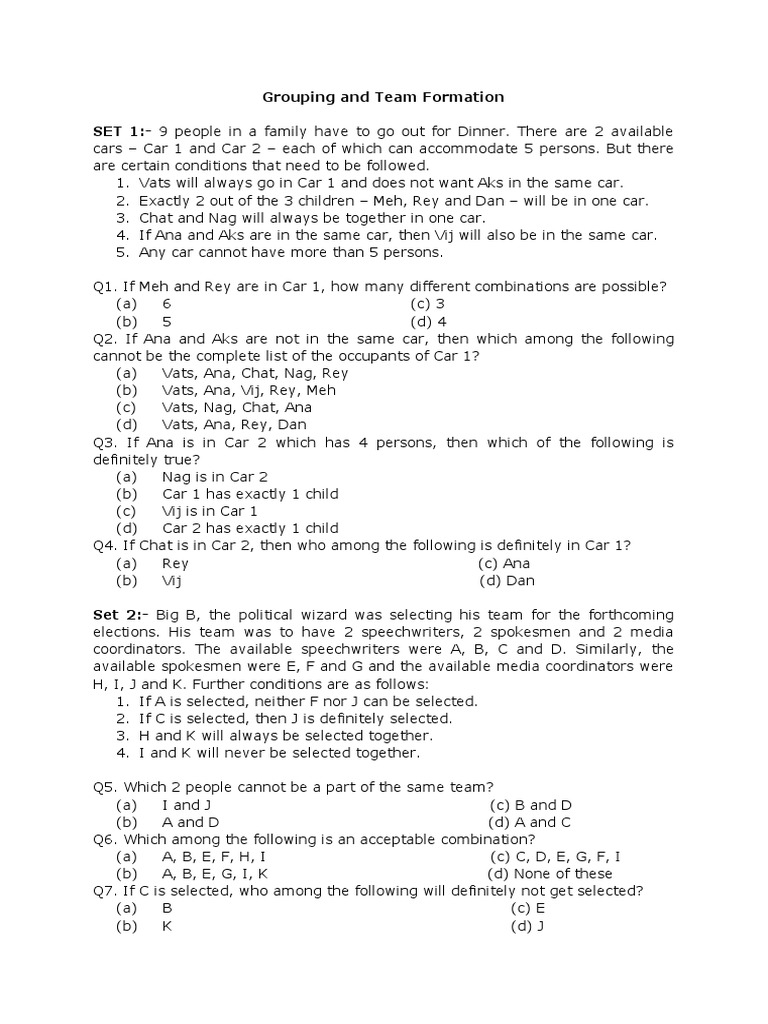 Grouping and Team Formation Worksheet | PDF | Individual Sports | Ball ...