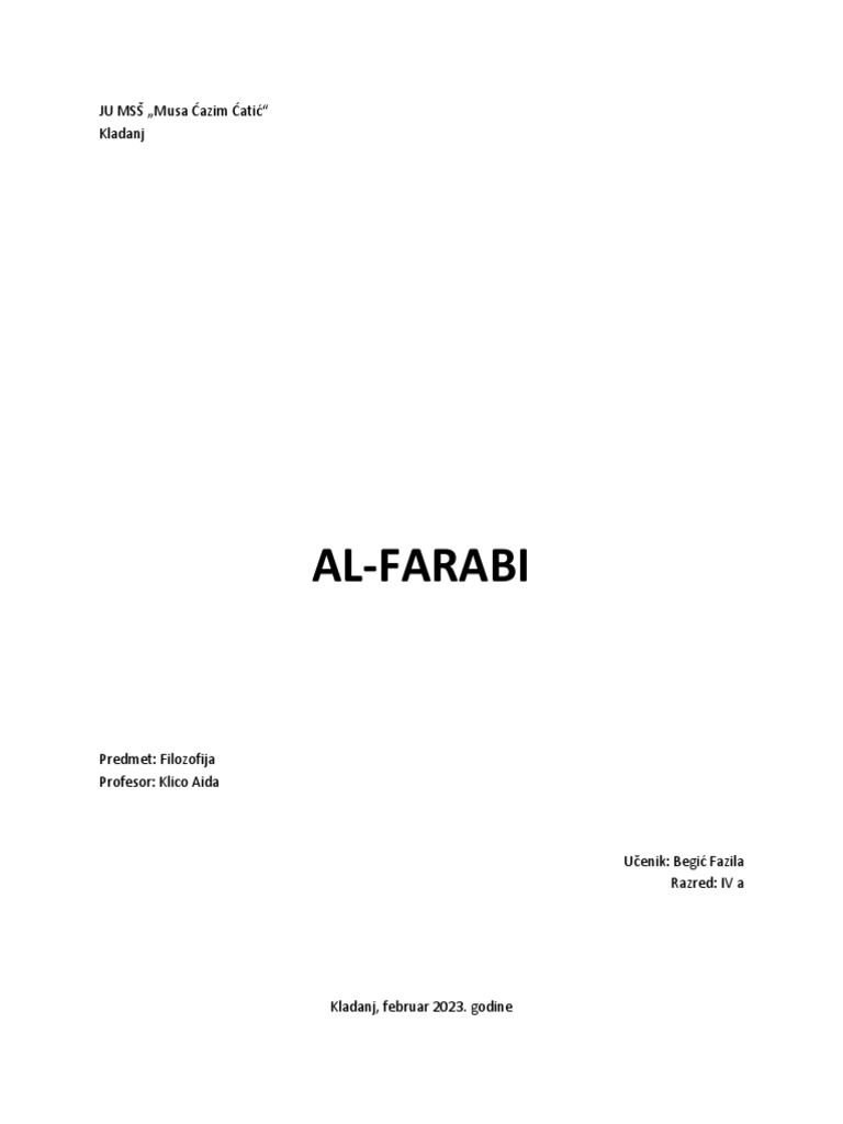 Al Farabi | PDF
