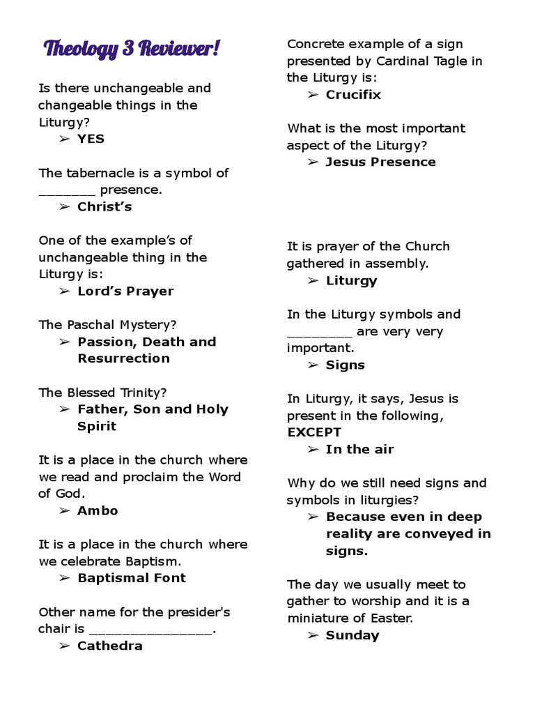 Theology 3 Reviewer | PDF