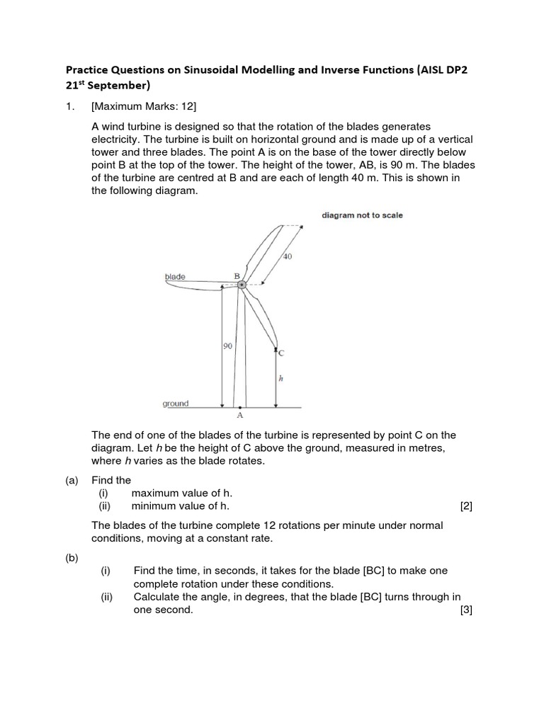 Practice On Sinusoidal and Inverse Functions | PDF | Turbine | Function (Mathematics)