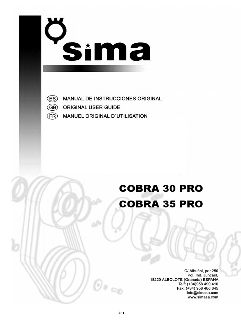 Manual Instrucciones SIMA Cobra PRO-R | PDF | Tornillo | Agua