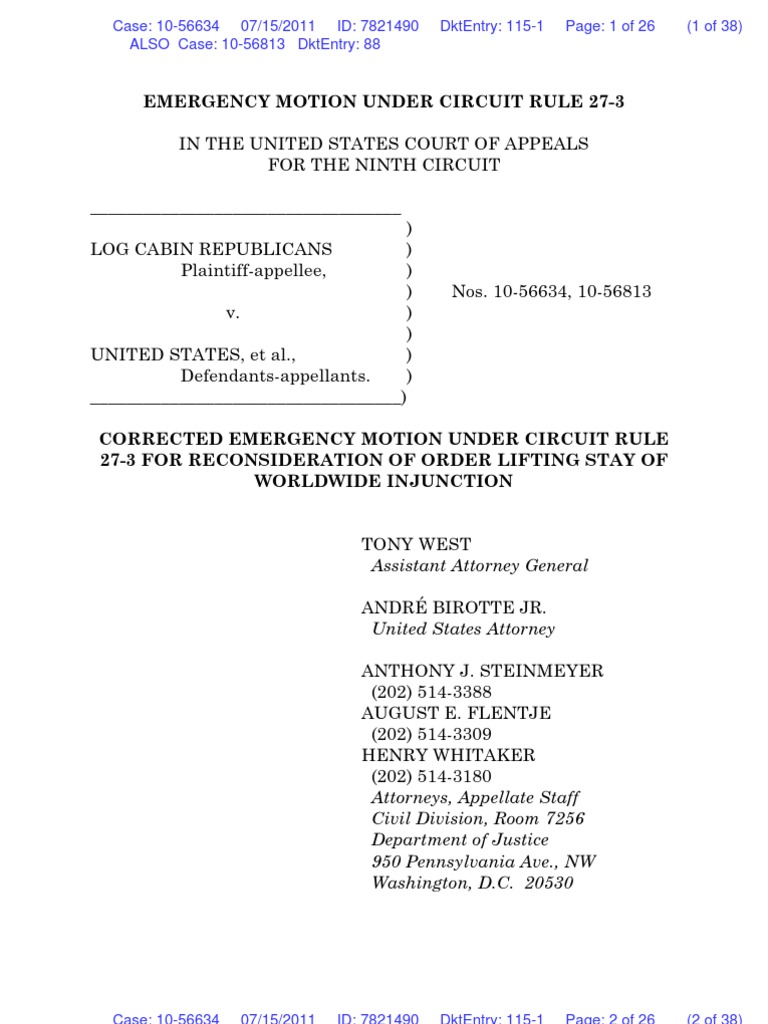 Emergency Motion Under Circuit Rule 27-3: Also Case: 10-56813 Dktentry ...