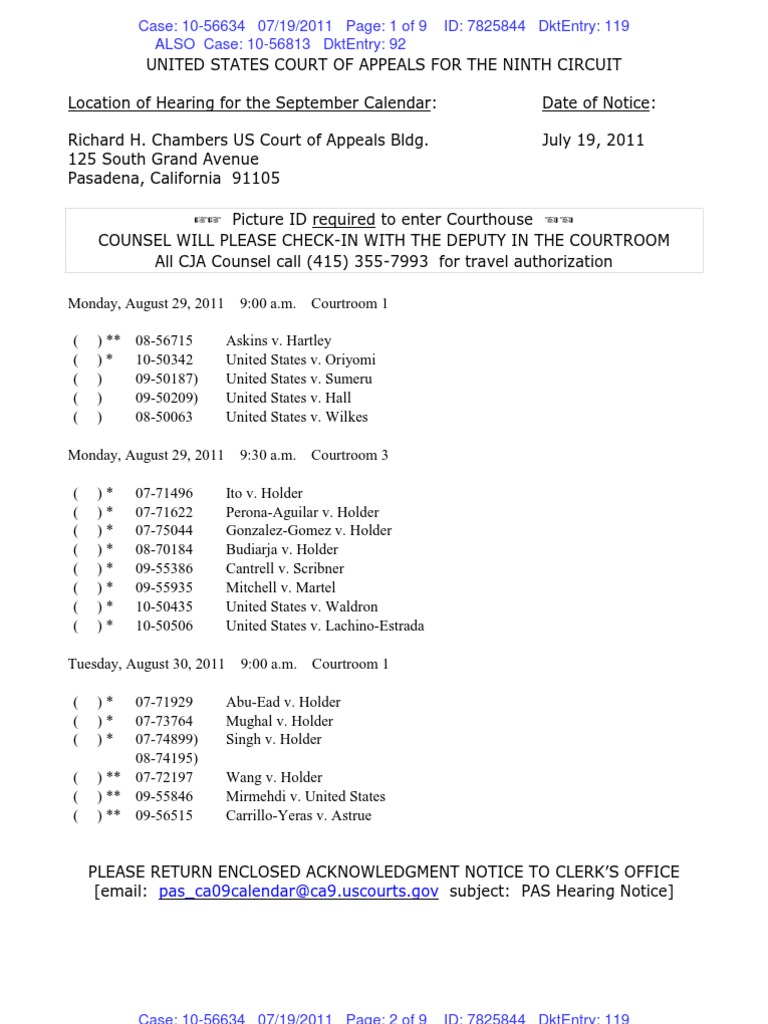 Also Case: 10-56813 Dktentry: 92: Pas - Ca09Calendar@Ca9.Uscourts - Gov ...