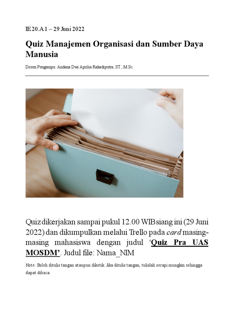 Quiz Pra Uas Mosdm | PDF