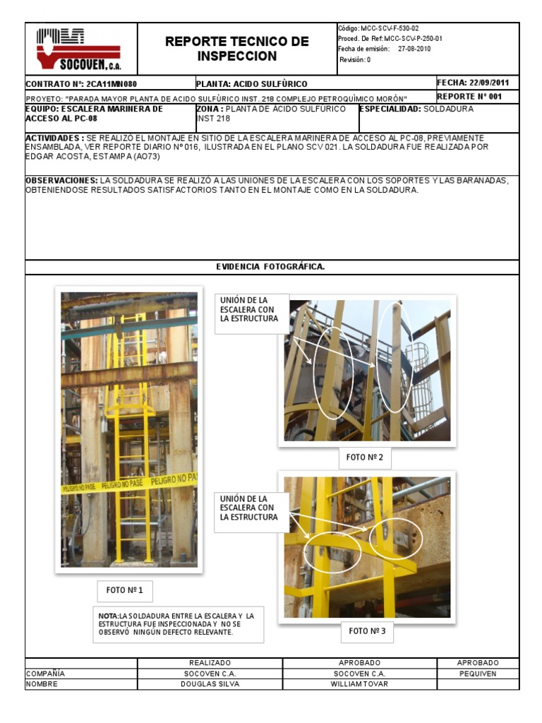 3 Reporte Tecnico de Inspeccion | PDF | Construcción | Soldadura
