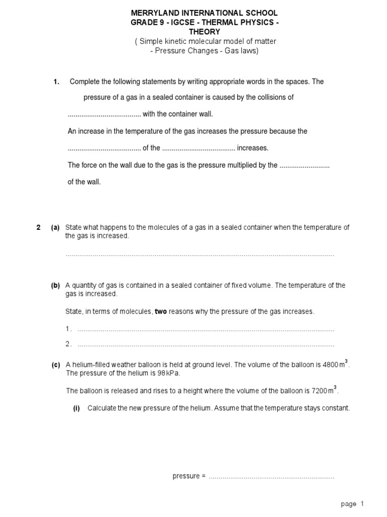 Gas Behavior Under Increased Pressure | PDF | Gases | Pressure