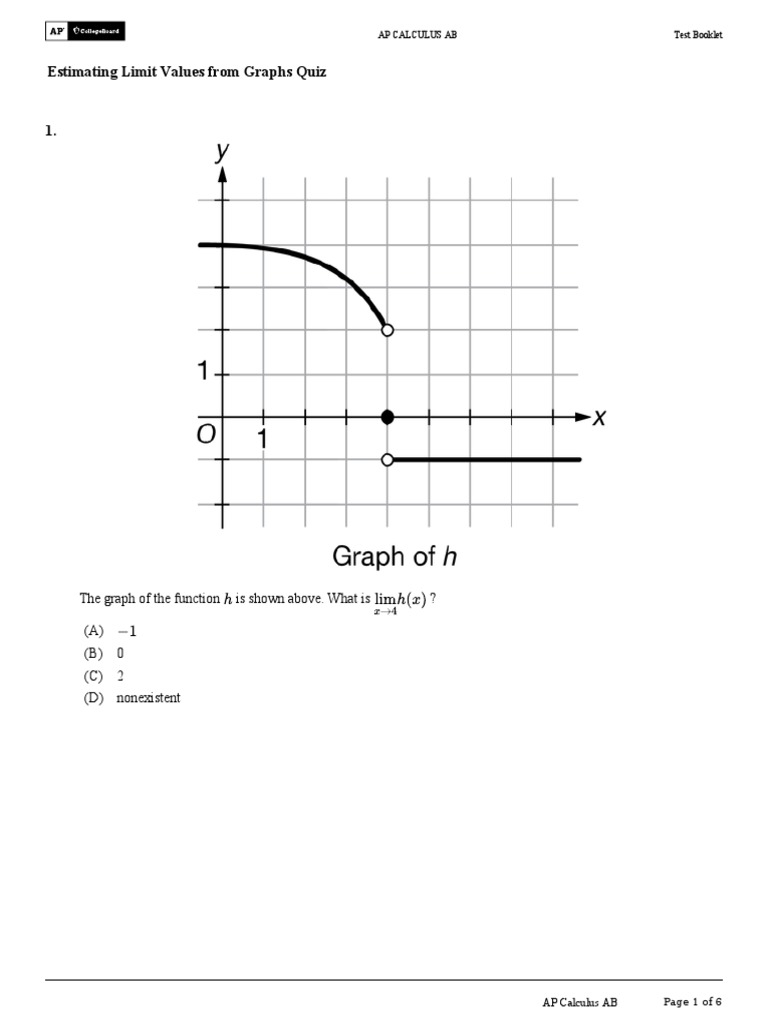 Estimating Limits from Graphs Quiz | PDF | Function (Mathematics ...
