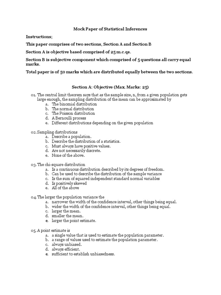 Mock Paper SI | PDF | Regression Analysis | Statistical Hypothesis Testing