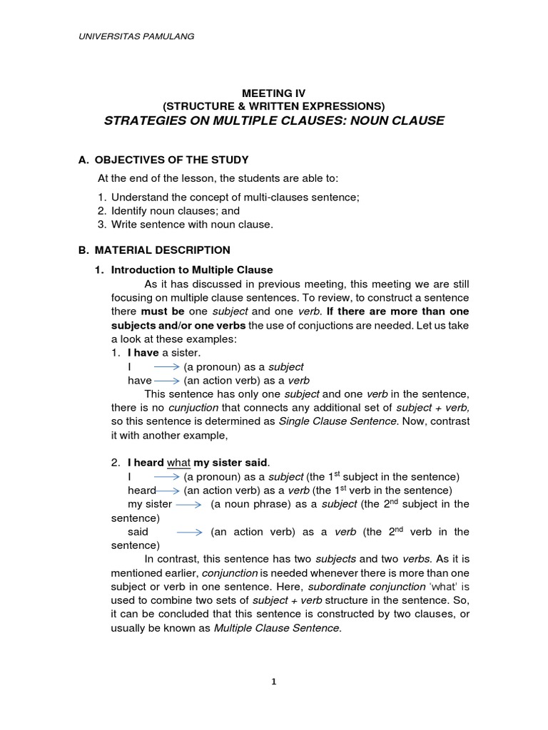 Multi-Clause Sentences for Grade 3 | PDF | Subject (Grammar) | Clause