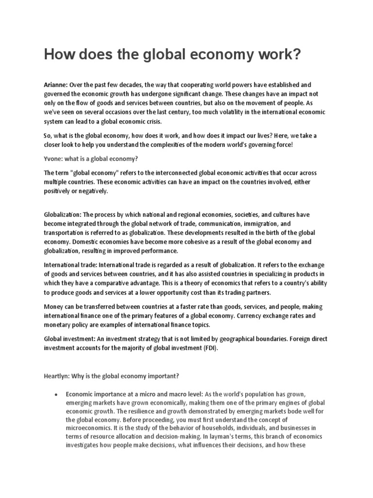 Understanding the Global Economy Dynamics | PDF | Globalization | Economies