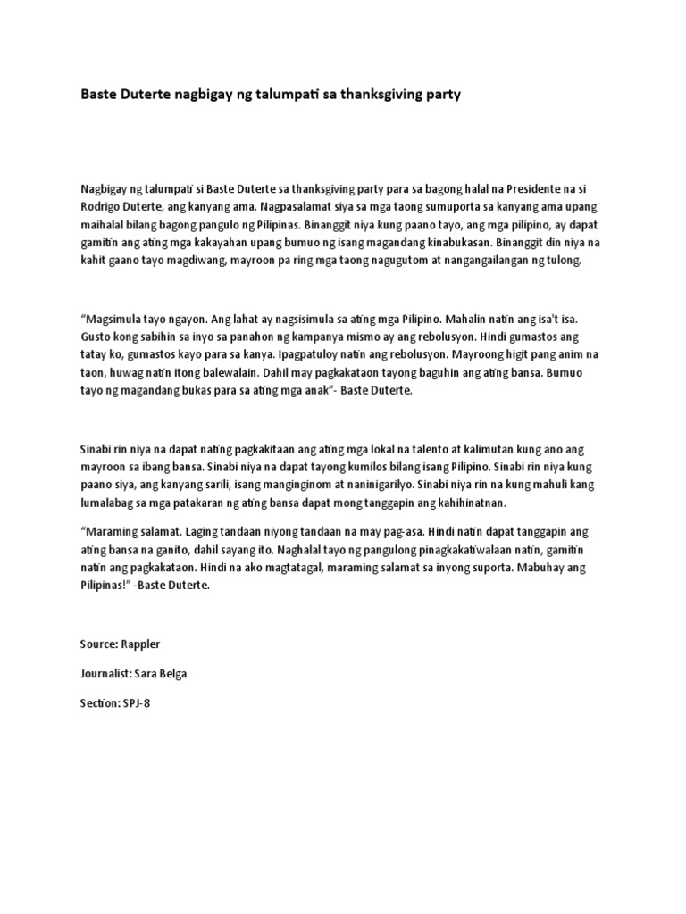 Baste Duterte Filipino8n-WPS Office | PDF