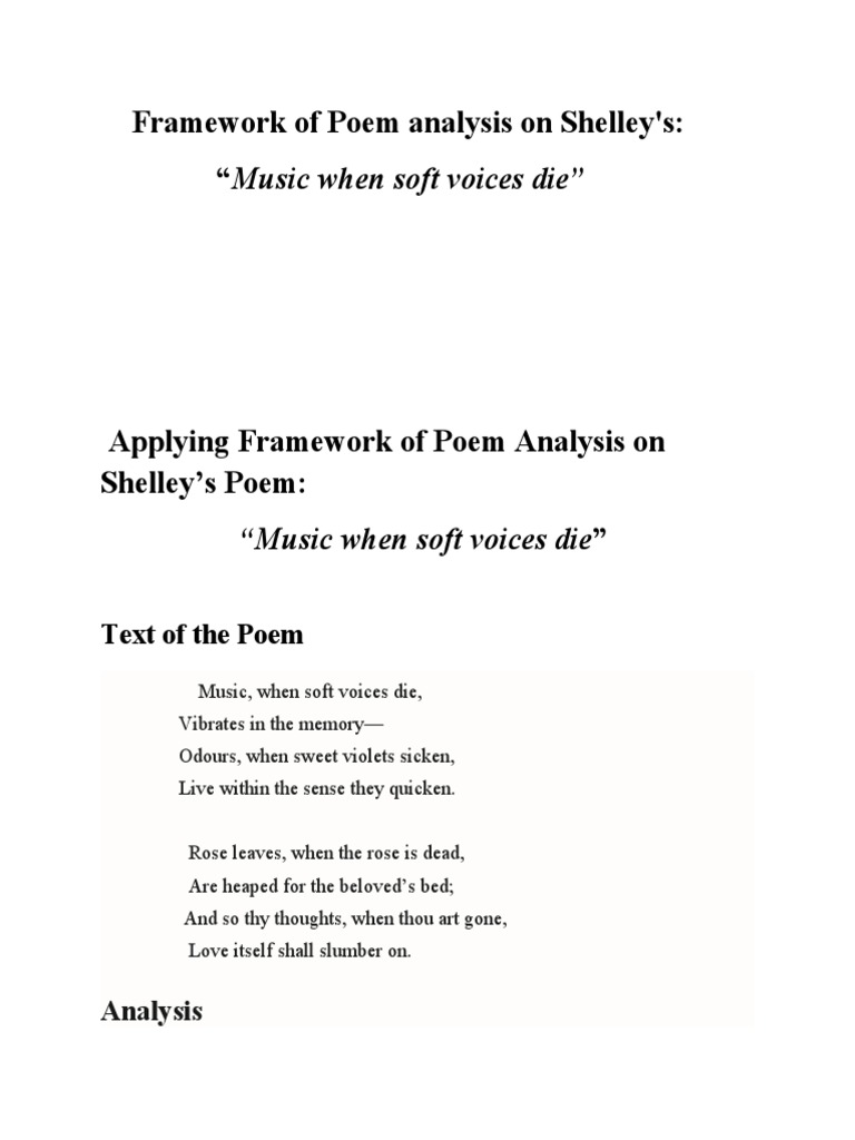 Framework of Poem Analysis On Shelley's Poem | Download Free PDF | Metre (Poetry) | Poetry