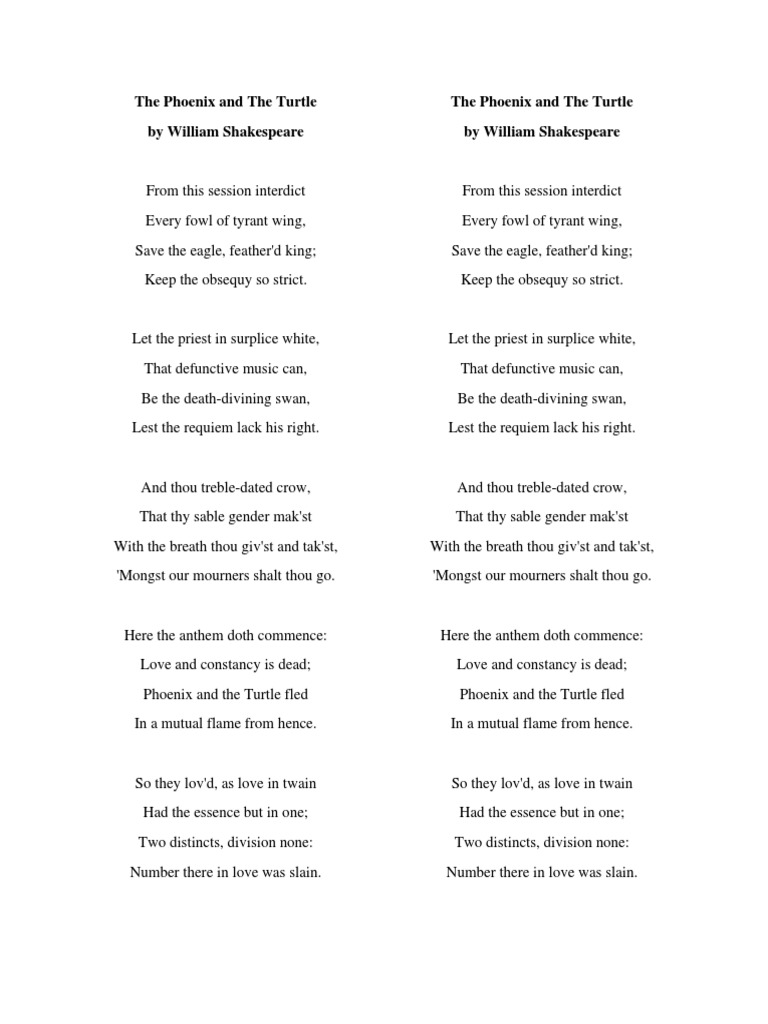 The Phoenix and The Turtle | PDF