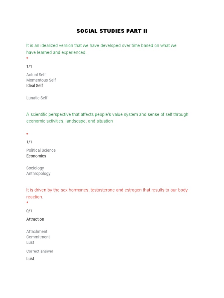 Social Studies Part Ii | PDF | Emotions | Self Concept
