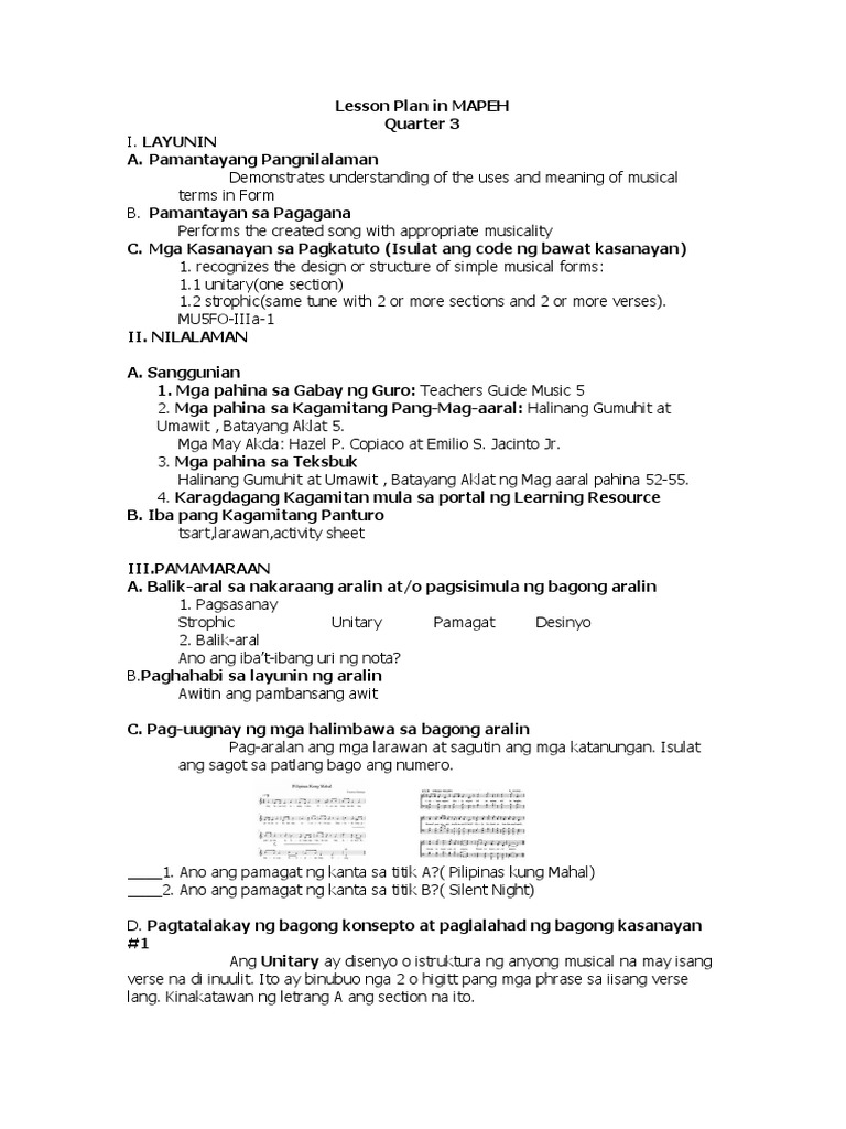 Final Lesson Plan Music | PDF