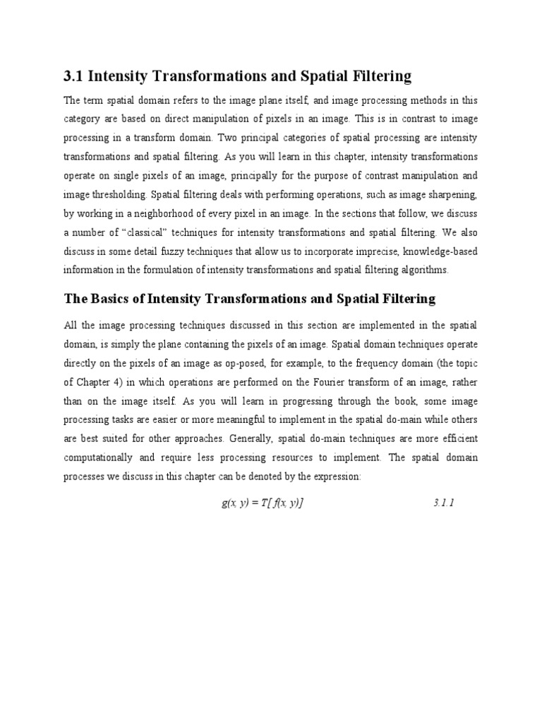 Intensity Transformations and Spatial Filtering | PDF | Digital Signal ...