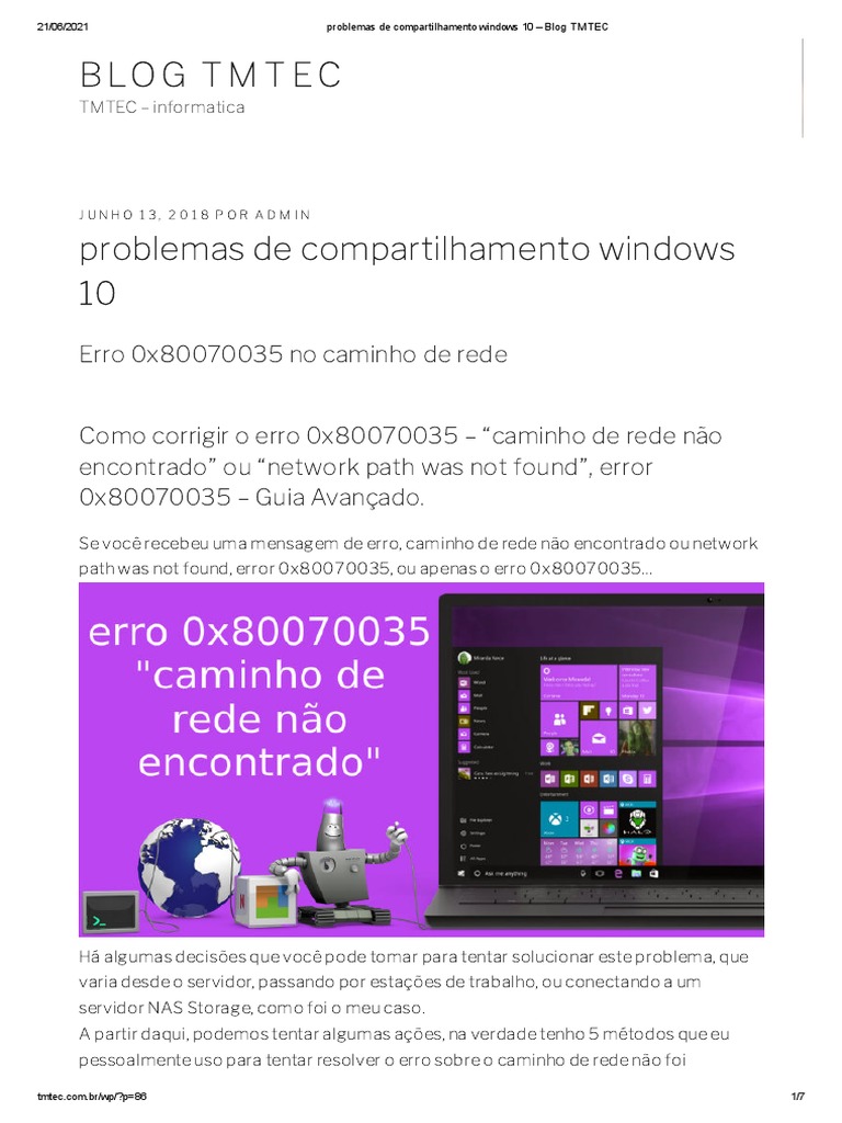 Corrigindo Erro 0x80070035 no Windows | PDF | Rede de computadores ...