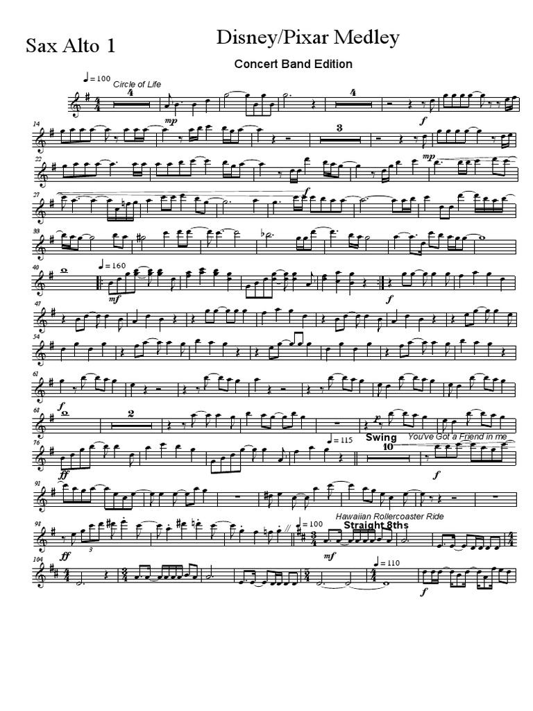 Sax Alto 1 Disney Pixar | PDF