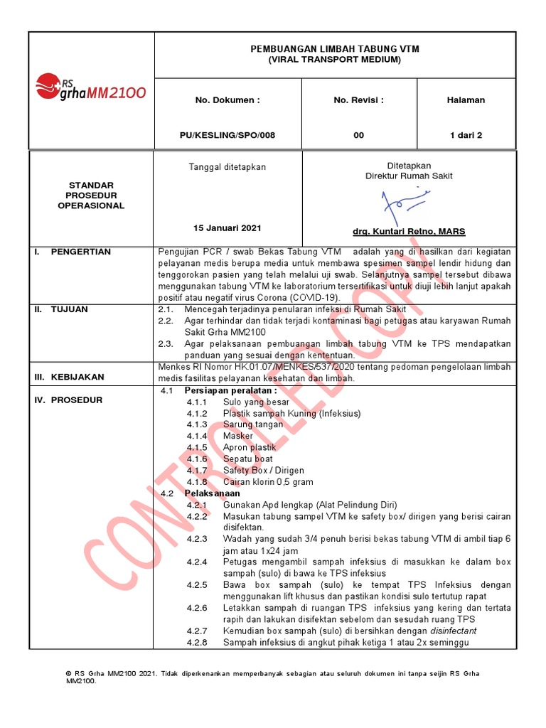 008.spo Pembuangan Limbah Tabung VTM | PDF