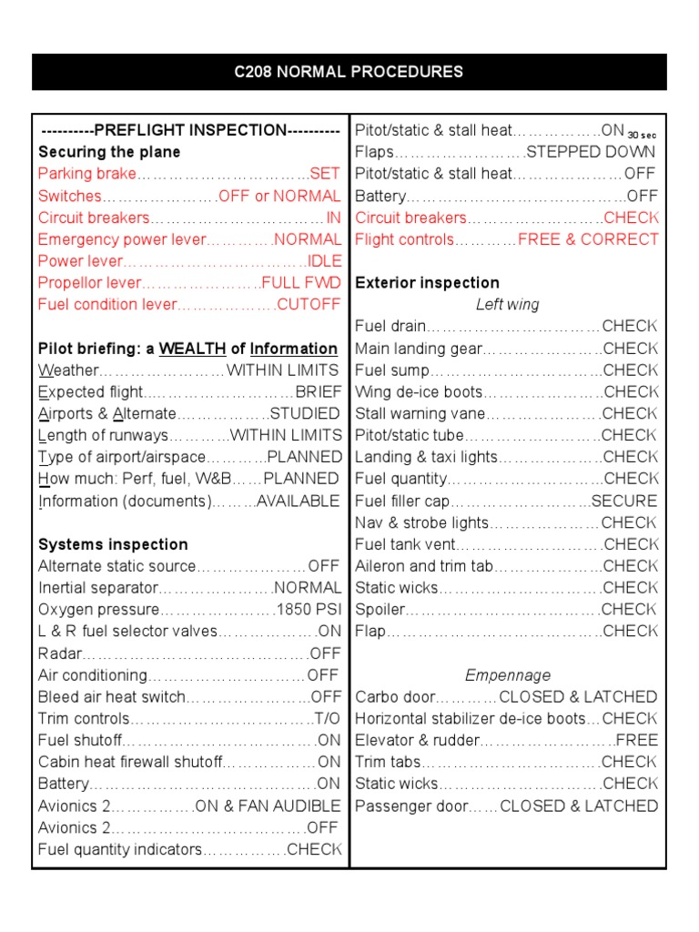 C208 Quick Reference Handbook | PDF | Avionics | Transport