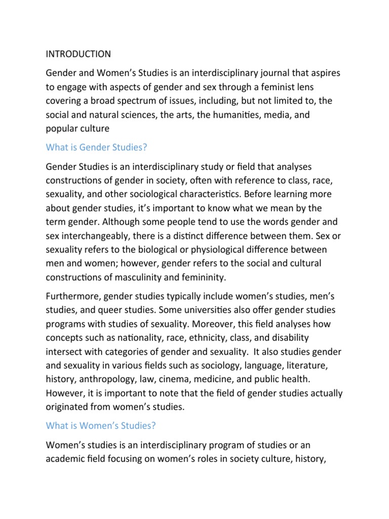 An Overview of the Origins, Focus Areas, and Current Status of Gender ...