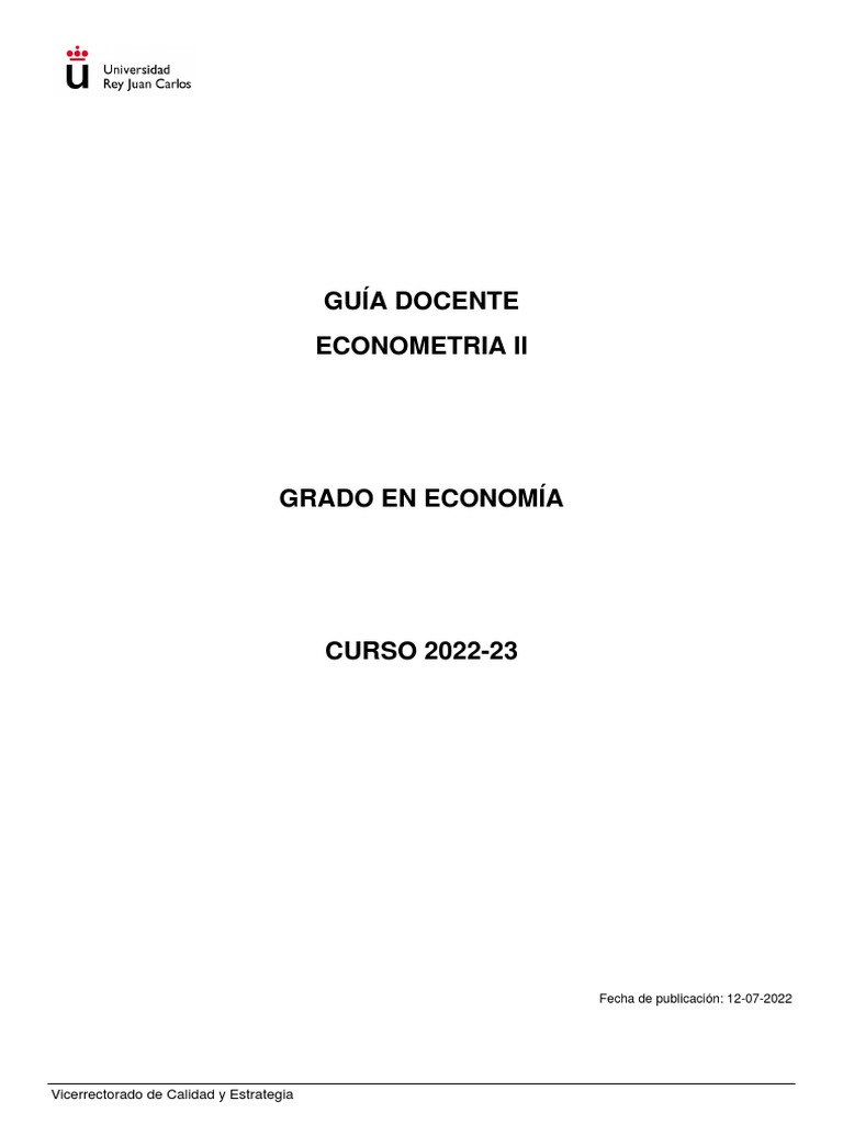 GuiaDocente - ECONOMETRIA II | PDF | Evaluación | Econometría